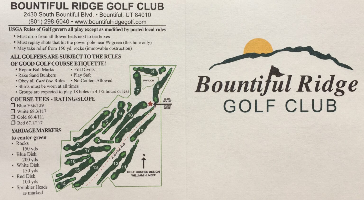 Scorecard – Bountiful Ridge Golf Club – UT